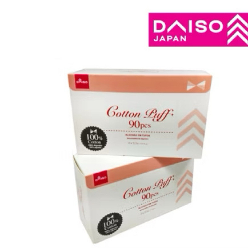 DAISO Cotton Puff 100% Natural (90 Pcs x 2 boxes ) | Shopee Malaysia