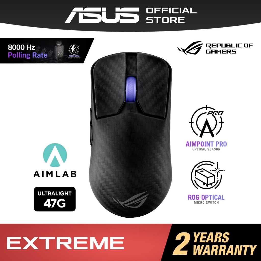 ASUS ROG Harpe Ace Extreme SpeedNova Wireless Gaming Mouse Carbon Fiber ...
