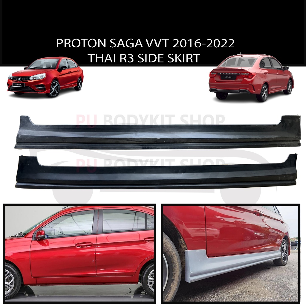 PROTON SAGA VVT 2016-2022 THAI R3 SIDE SKIRT MATERIAL FIBER /PU GETAH ...