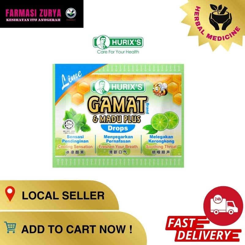 Hurix's Gamat & Madu Plus Drops Lozenges 6s (Lime) | Shopee Malaysia