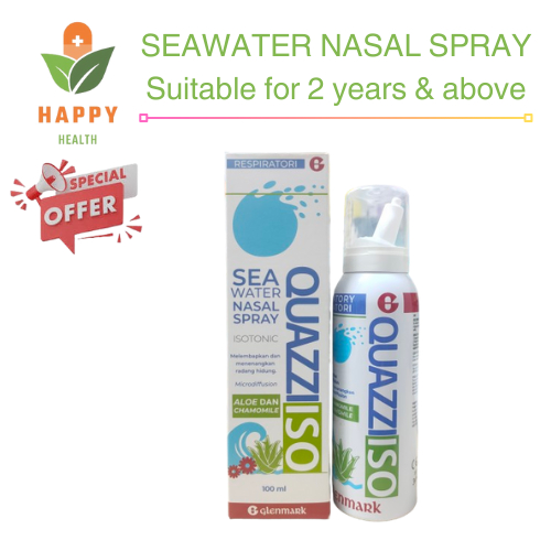 [ Exp 10/2026 ] QUAZZI ISO ISOTONIC SEAWATER NASAL SPRAY 100ML - To ...