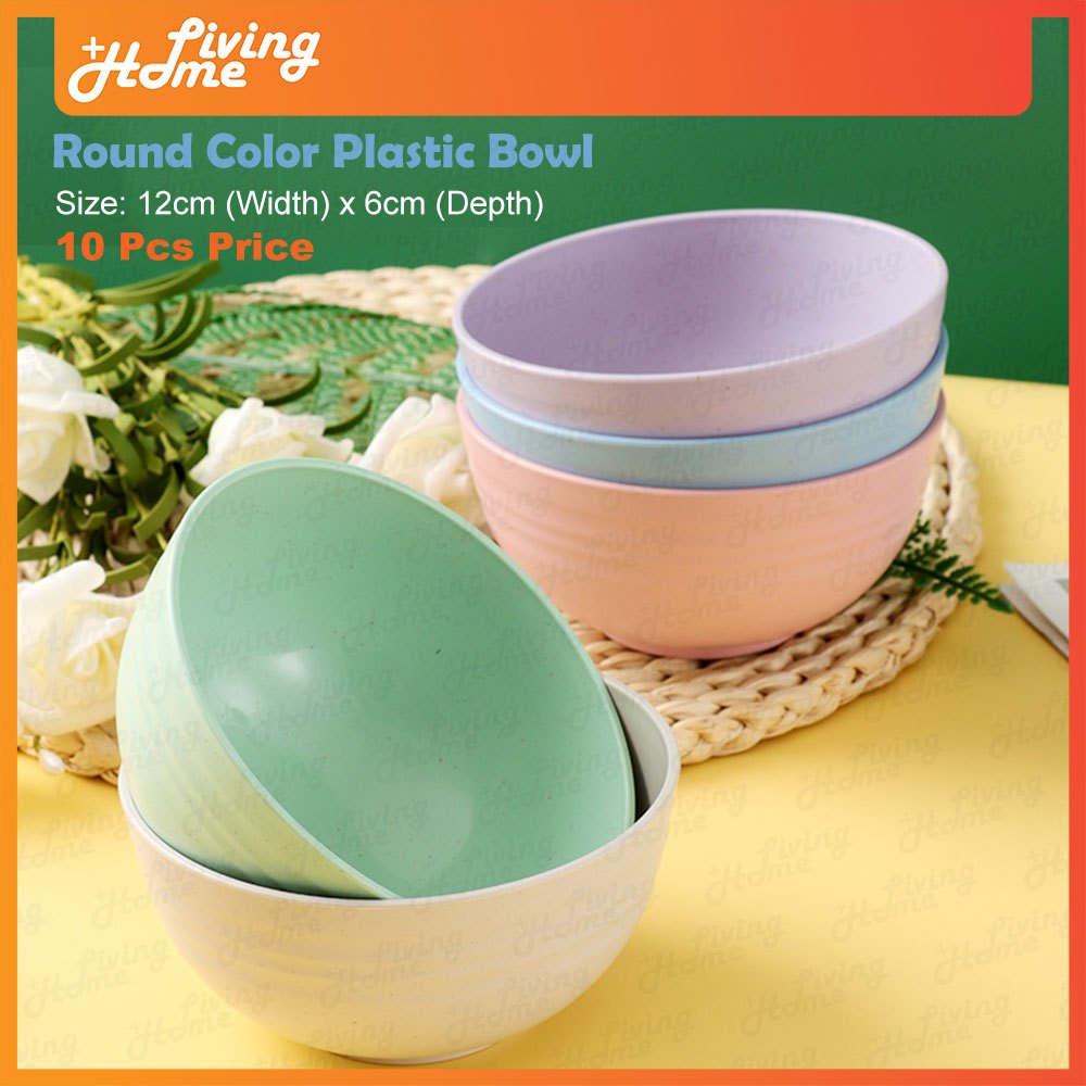 10 Pcs Round Color Plastic Bowl Rice Bowl Mangkuk Plastik Bulat ...