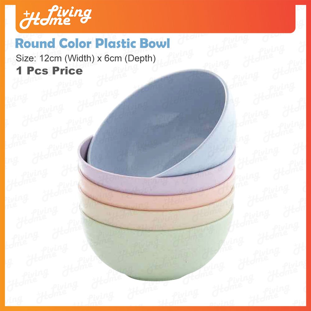 Round Color Plastic Bowl Rice Bowl Mangkuk Plastik Bulat Berwarna ...