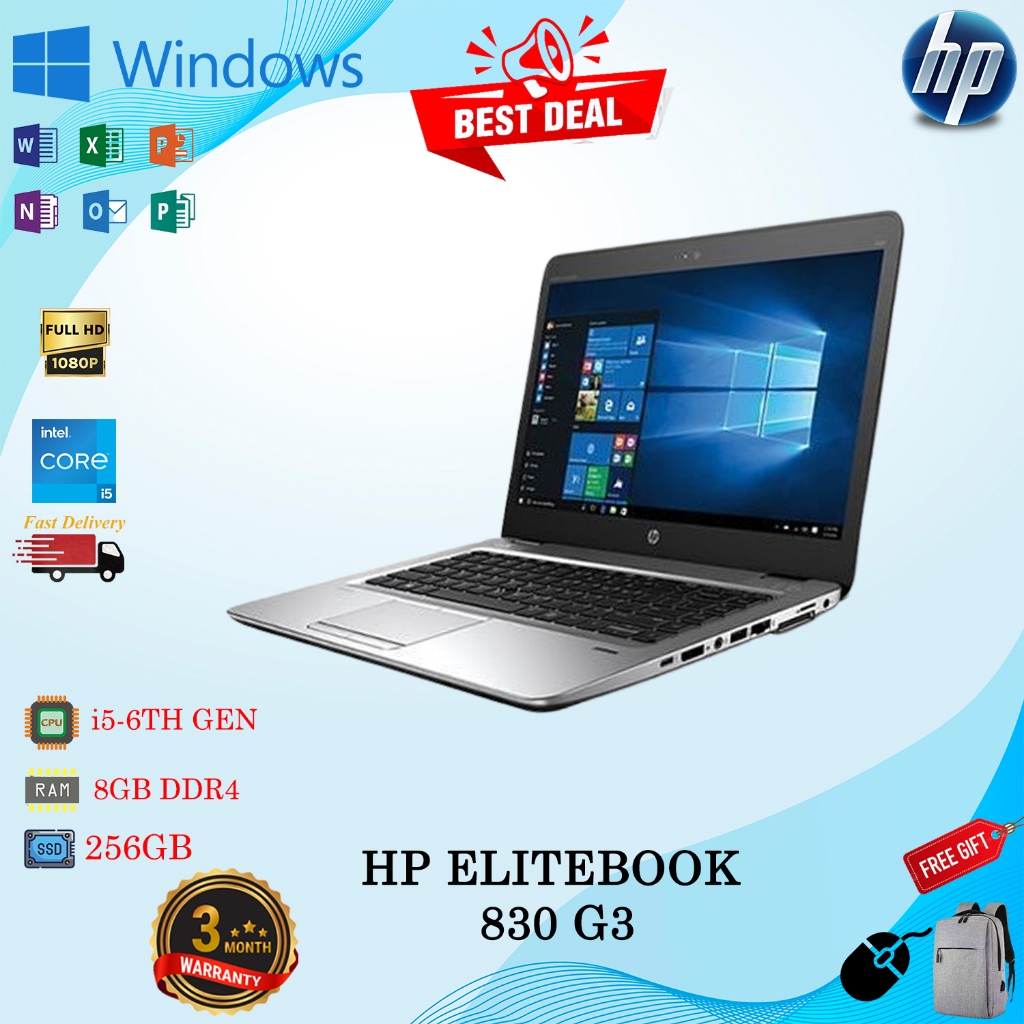 (LAPTOP READY STOCK) HP ELITEBOOK 830 G3 INTEL CORE I5-6TH GEN 8GB RAM ...