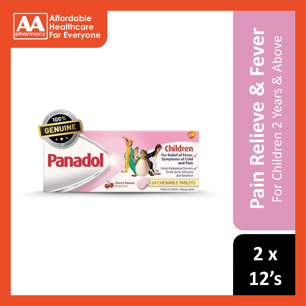 Panadol For Children 120mg Tablet 2x12's (Cherry Flavour) | Shopee Malaysia