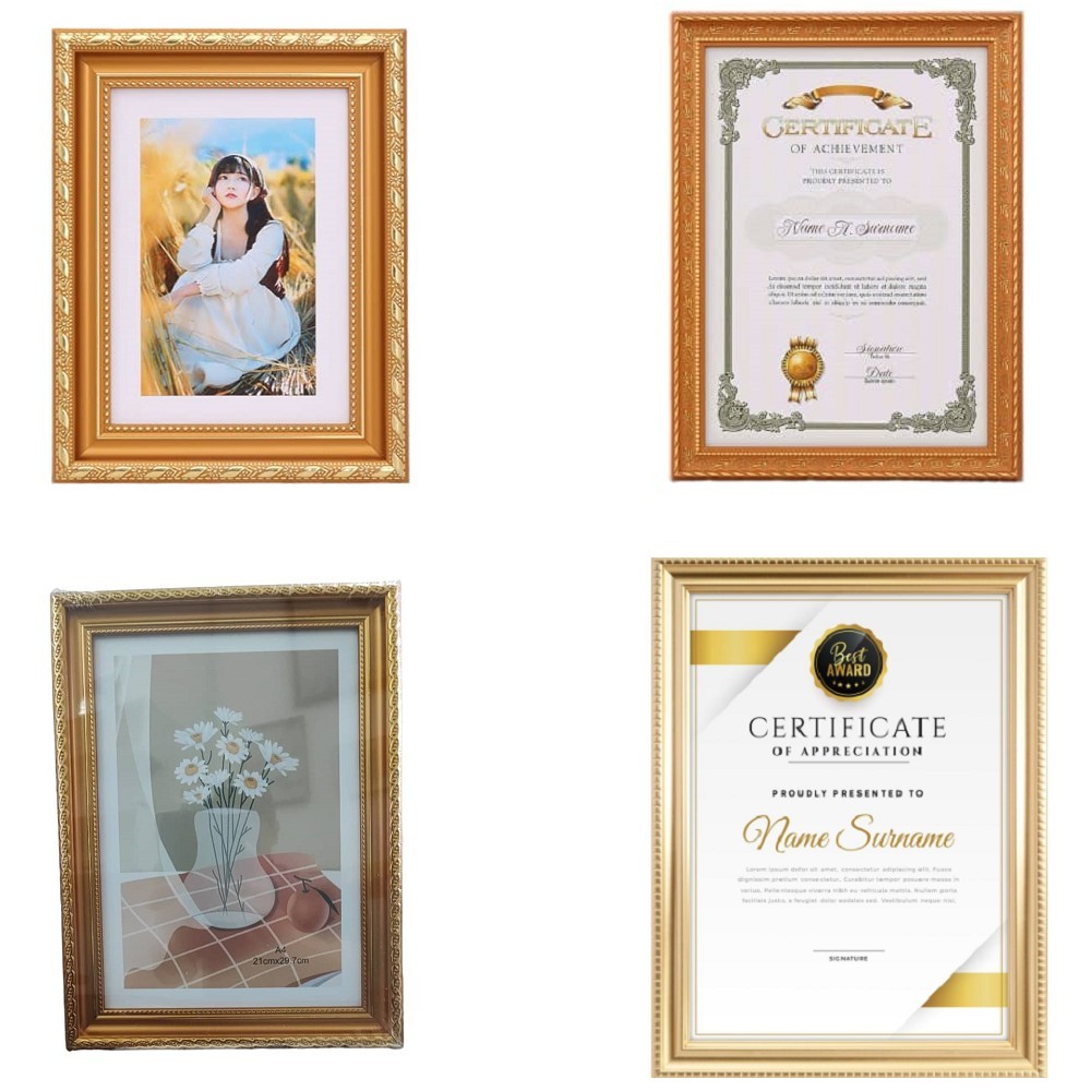 Document Frame A4 6R/Certificate Frame/Picture Frame/ Gold Colour ...