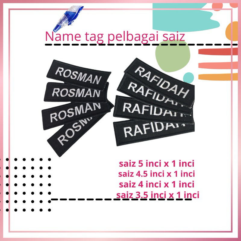 Name tag sulam pelbagai Saiz | Shopee Malaysia