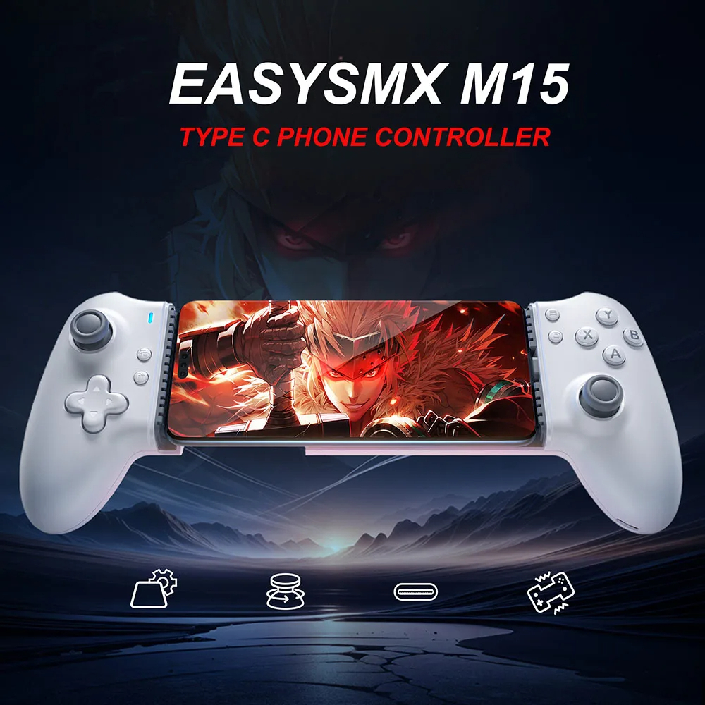 EasySMX M15 Mobile Phone Gamepad Type C Hall Mechanical Controller for Android Phone iPhone 15/ ...