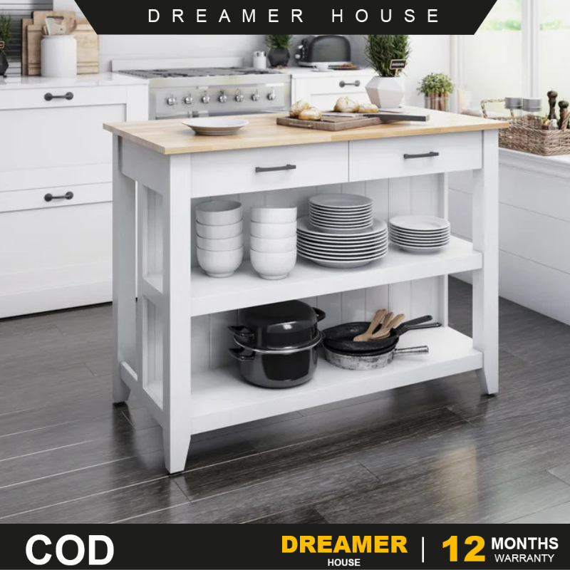 Wood Kitchen Island Kitchen Island Table Cabinet Almari Dapur island ...