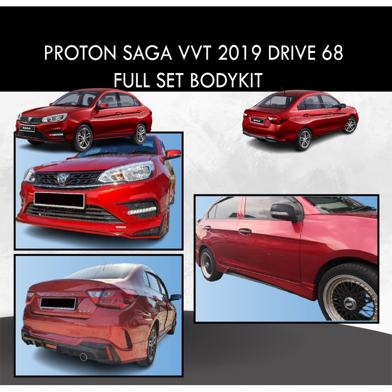 PROTON SAGA VVT FACELIFT 2019 D68 DRIVE 68 STYLE FRONT SKIRT, SIDE ...