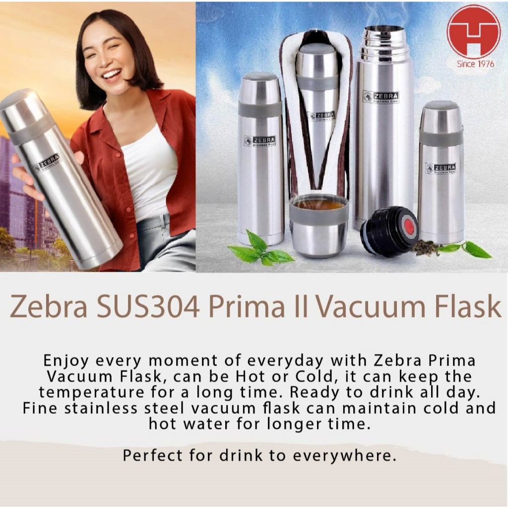 [TeoHin] Zebra SUS304 Prima II Vacuum Flask w/ Carry & Keep Warm Bag 0 ...