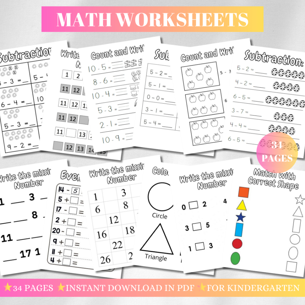 Math Activity Worksheets, Worksheet for Preschool, Kindergarten ...