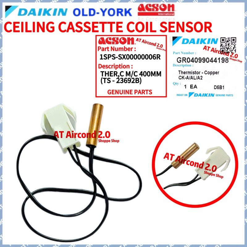 [Original Daikin/ACSON] Thermistor Copper Sensor For Ceiling Cassette ...