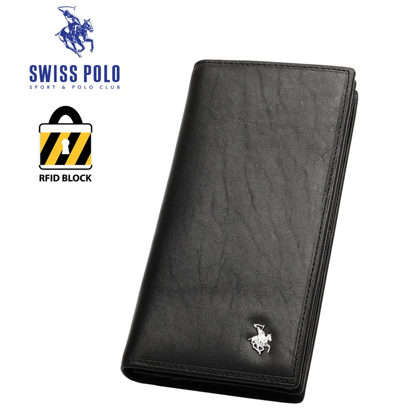 SWISS POLO Genuine Leather RFID Long Wallet - Black SW 128-1 | Shopee ...