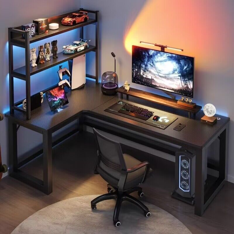 Corner Game Tables Two-Person Computer Desk Desktop Home Desk Bookshelf ...
