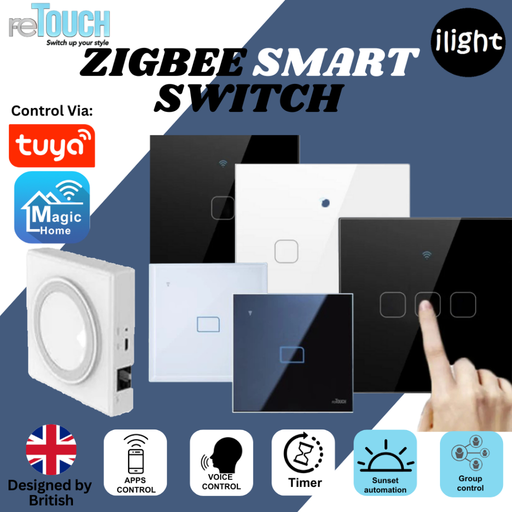 Retouch Zigbee Smart Switch Control Tuya Apps Smart Remote App Voice ...