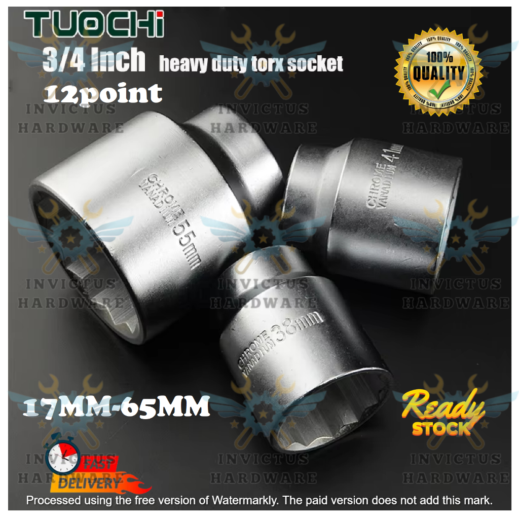 HIGH QUALITY SOCKET 3/4" 1'' 12PT 17-65MM CHROME TORX NUT DRIVER OPENER ...