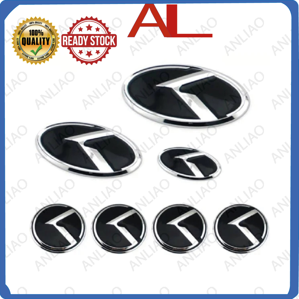 Kia K-Shaped Car Logo Black Red Modified Cover Label K5 K3 K2 K4 ...