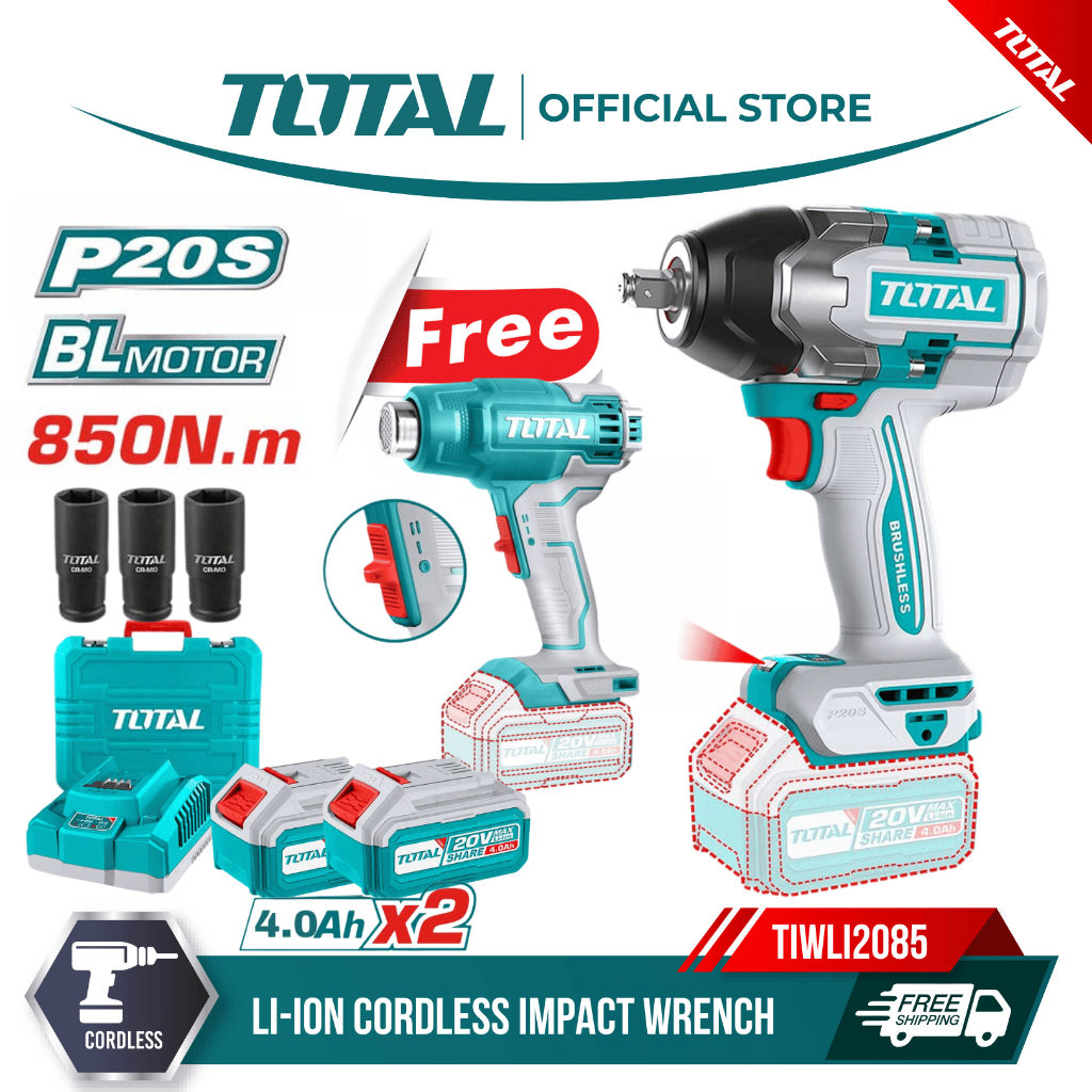 Total Li-ion Cordless Impact Wrench (500Nm / 850Nm) TIWLI2050 ...