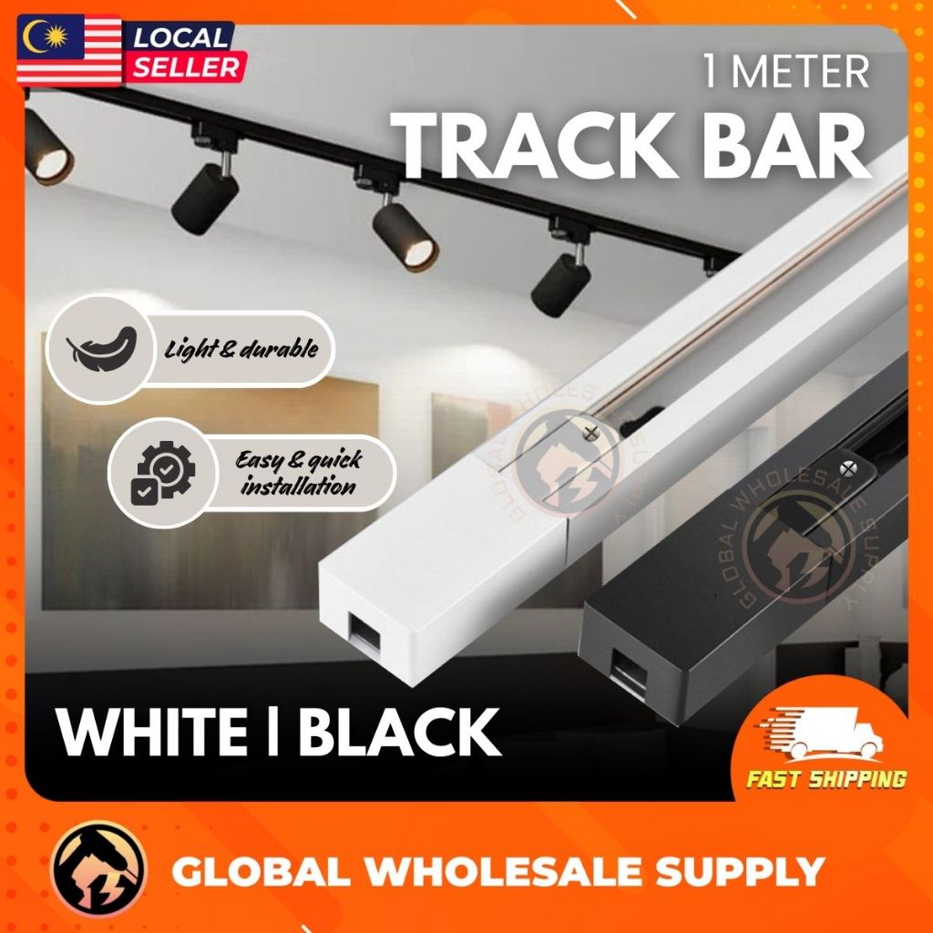 1 Meter Track Light Rail Track Bar Lampu Track Rail Lampu Siling Track ...