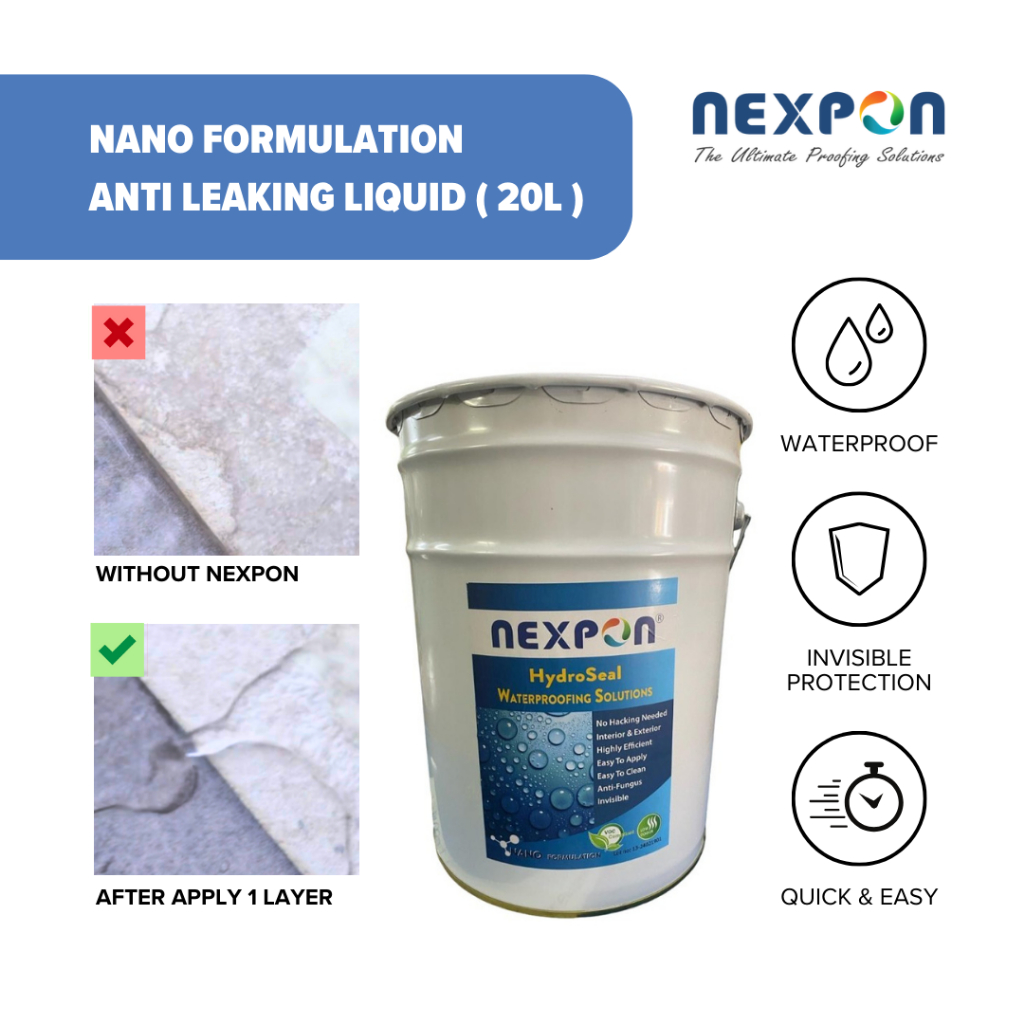 Nexpon Hydroseal Waterproofing Solution(20L)/Nano Formulation Liquid ...