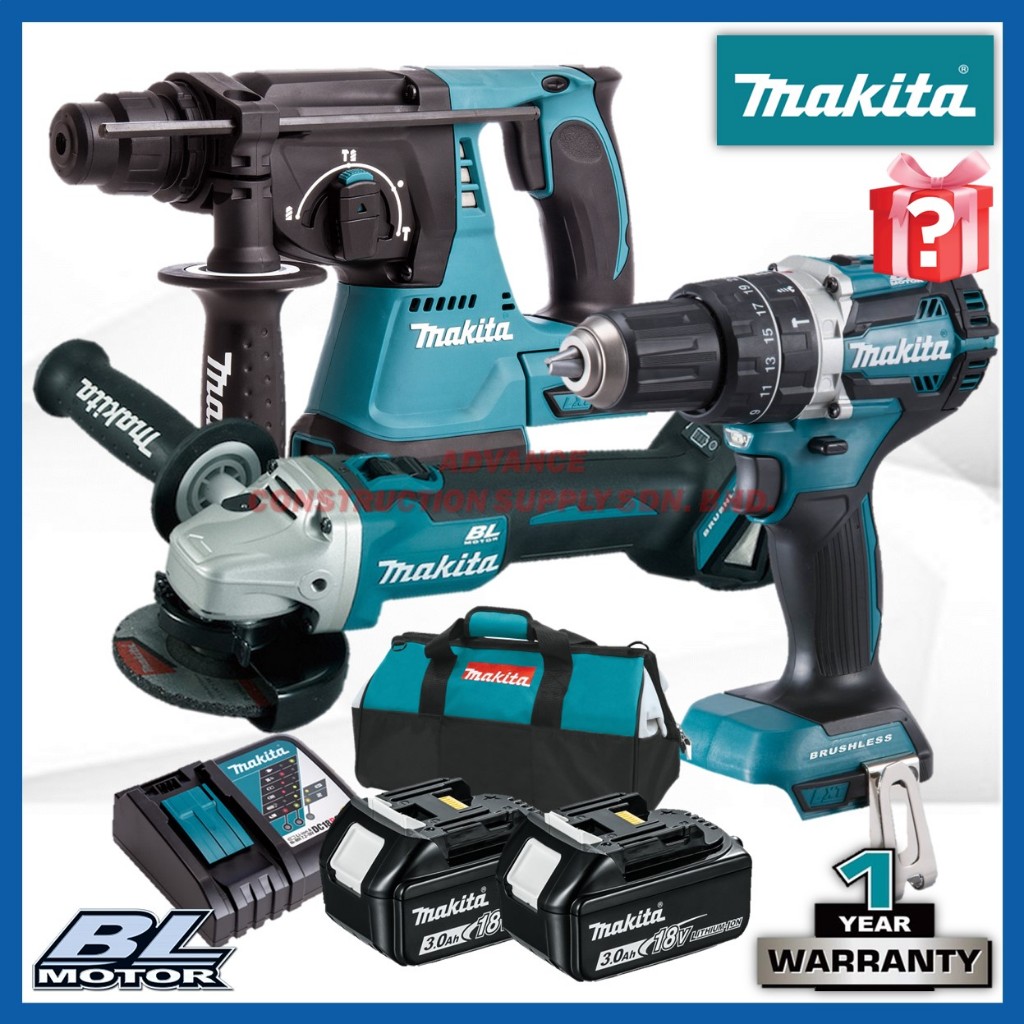 MAKITA 18V Cordless Combo Set RM2888 ( DHR242Z Combination Hammer / DGA404Z Angle Grinder ...