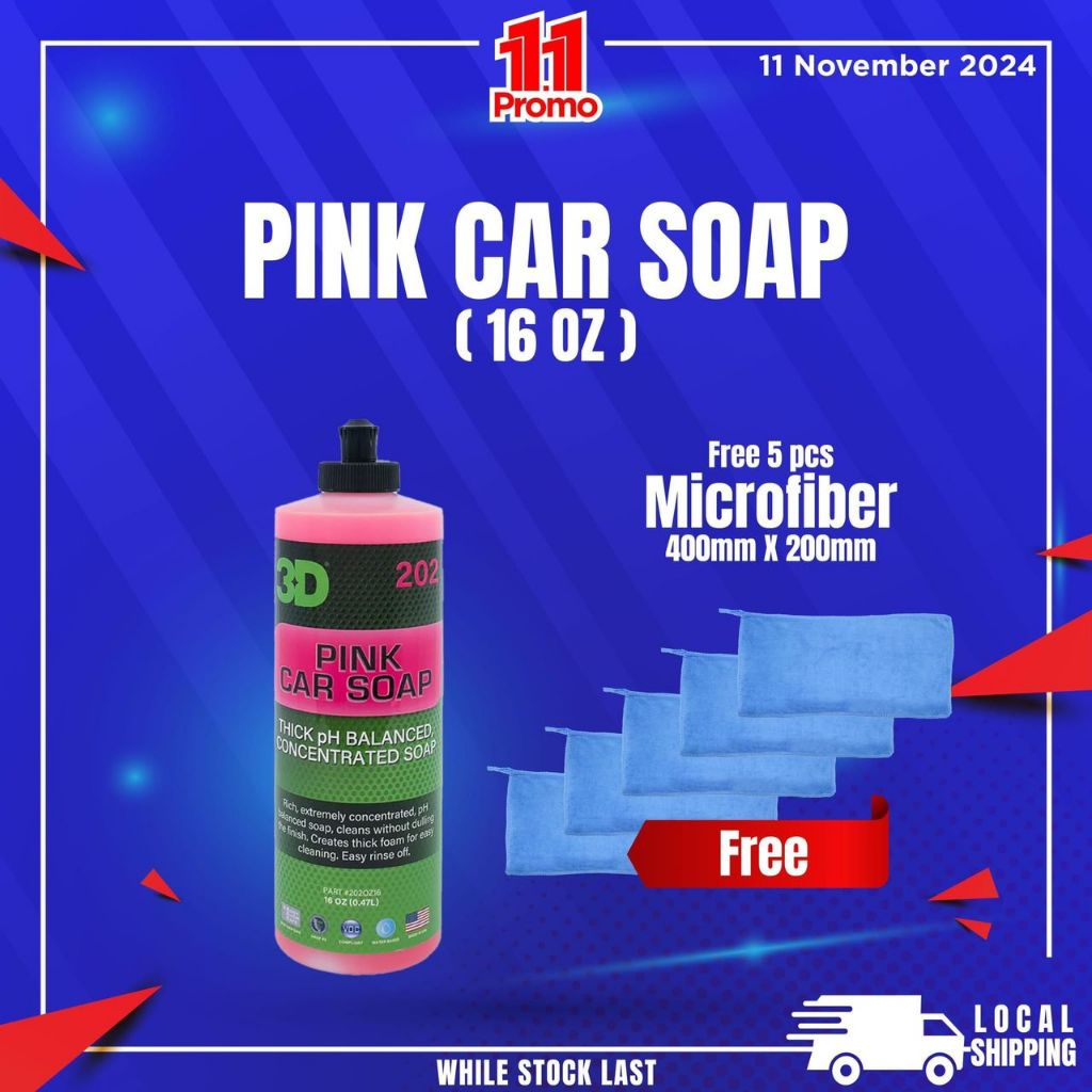 3D pink car soap (16oz) (free microfiber 40cm x 20cm 5pcs) | Shopee ...