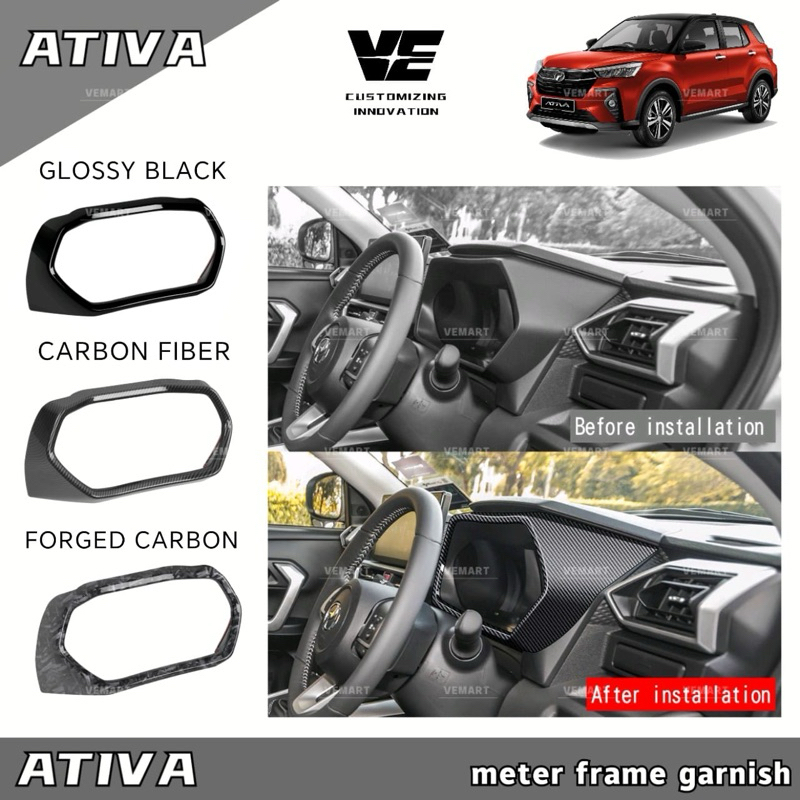 Vemart perodua Ativa car meter frame cover garnish accessories | Shopee ...