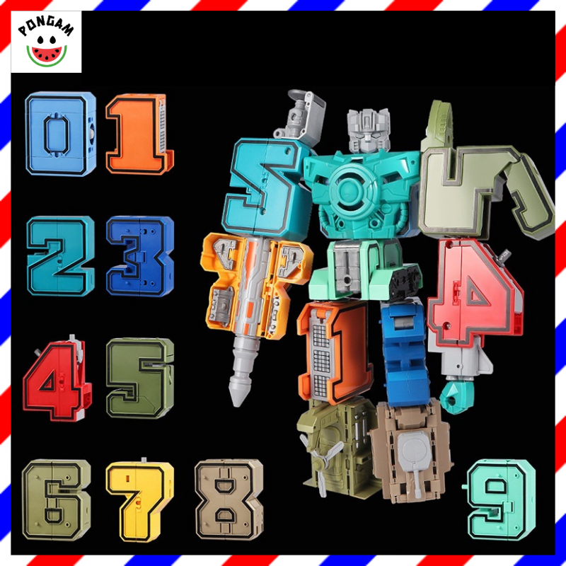 0-9 Robot Toys Kids Transformers Number Toy DIY Assemble Robot Vector ...