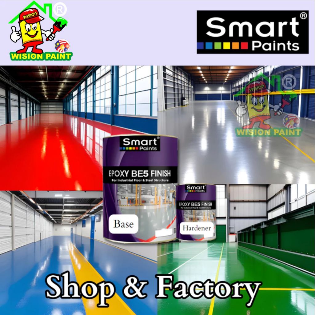 SMART Paint Epoxy BE5 (With Hardener) 5L Floor Paint Cat Lantai Epoxy ...