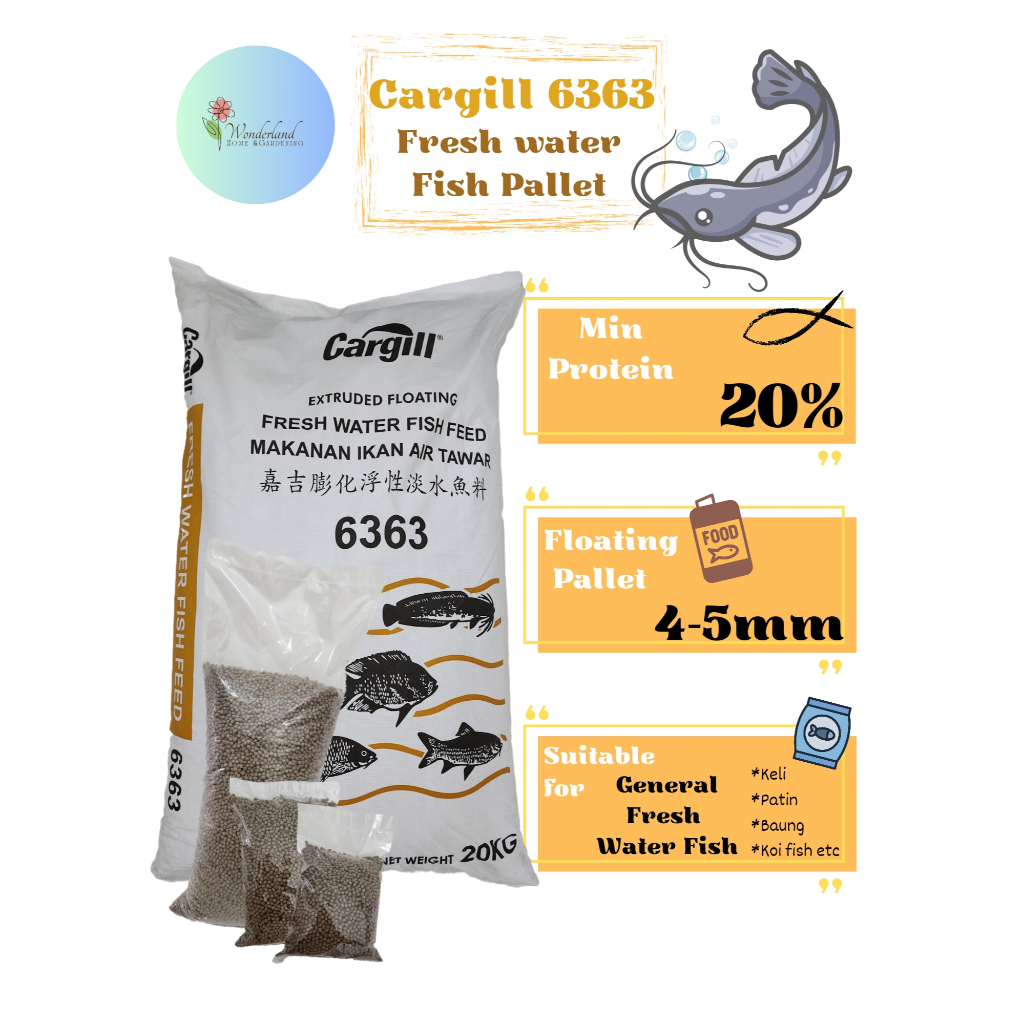[REPACK 500G/1KG/3KG] Cargill Fresh Water Fish Feed 6363 Pellet 4mm ...