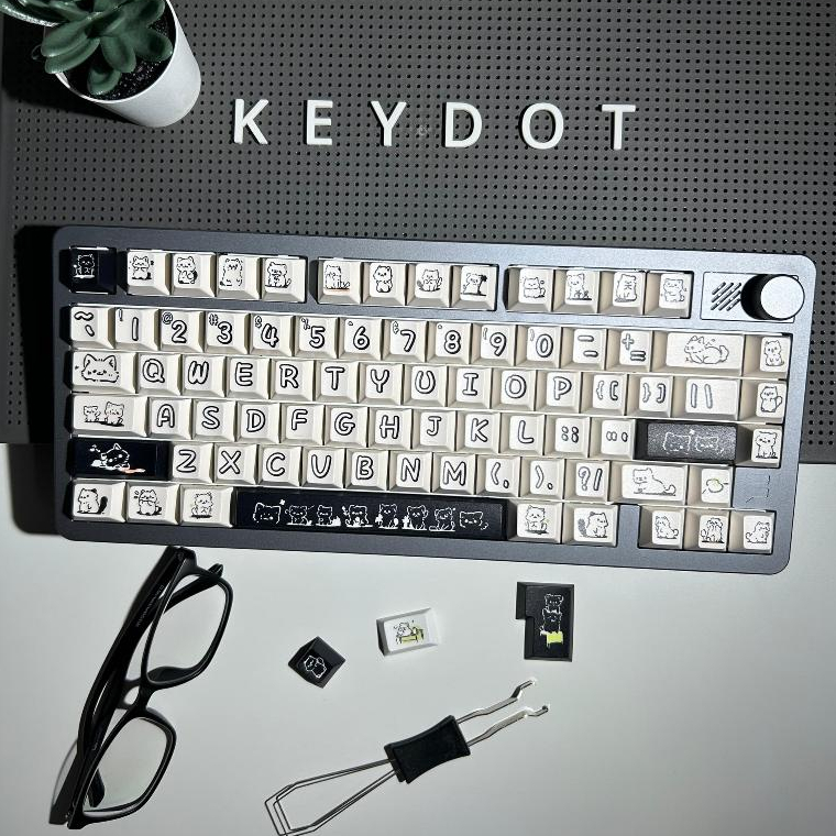 Graffiti Kitty Cherry Profile PBT Dye Sublimation Printing 160 Keycaps ...