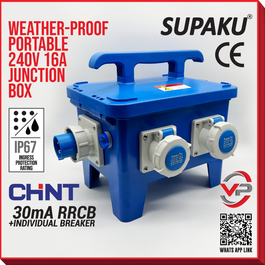 SUPAKU CEE 4240V IP65 JUNCTION BOX 240V / DB BOX 240V SOCKET BIRU ...