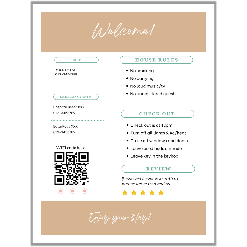 Custom AIRBNB/Homestay House Rules Minimalist Wall Art Frame Poster ...