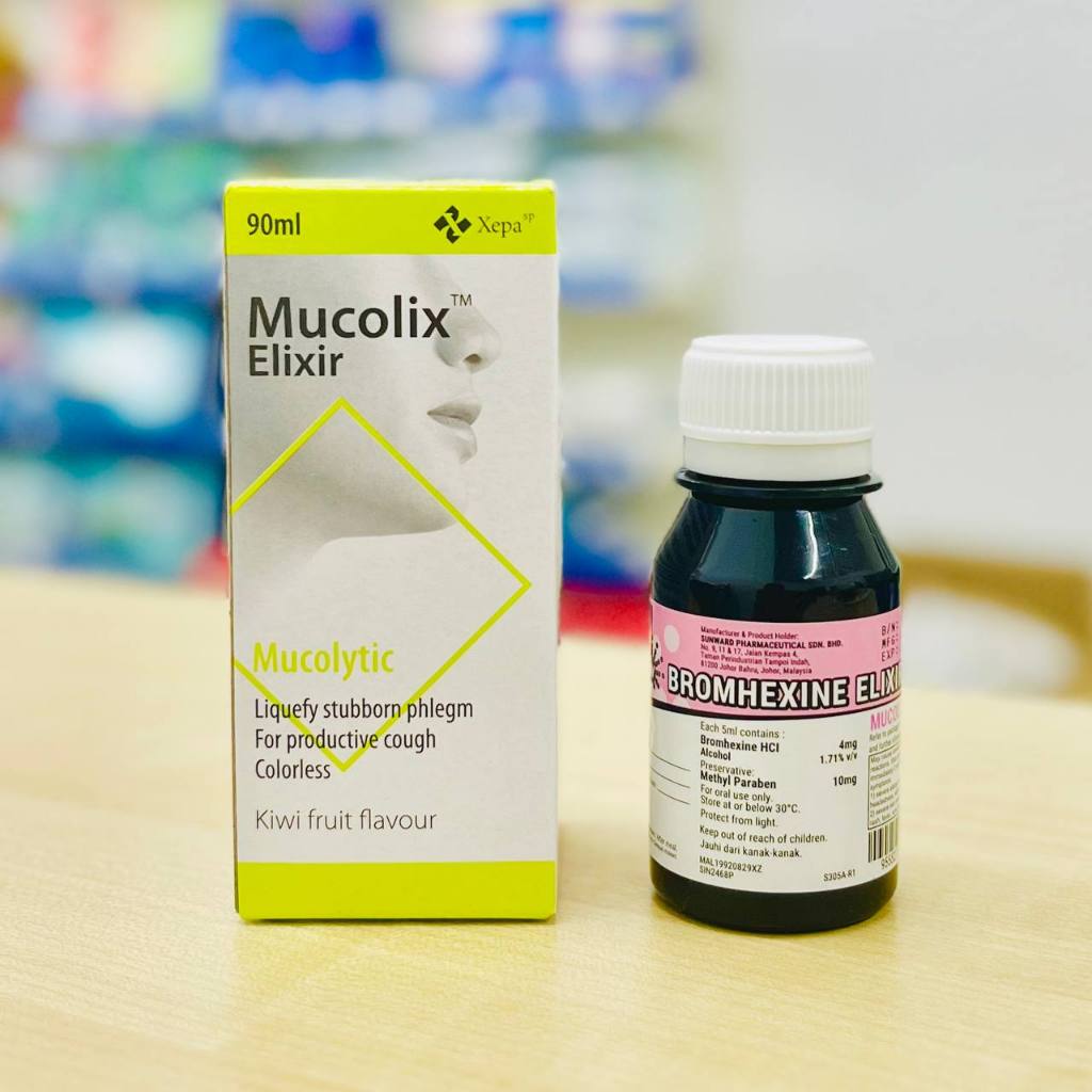 Mucolix 90mL/ Bromhexine Elixir Syrup 60mL/120mL (Cair kahak/Batuk ...