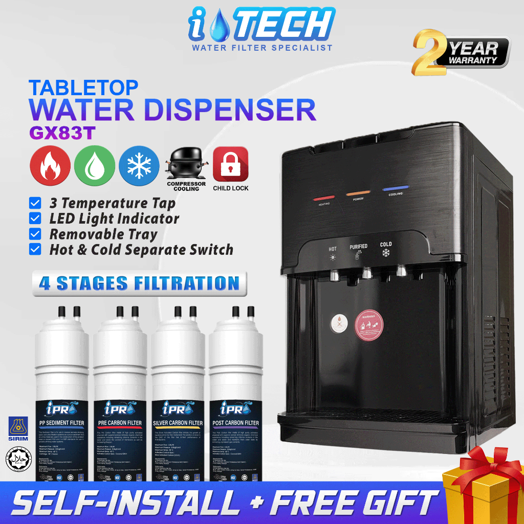 𝐈-𝐓𝐄𝐂𝐇 Tabletop Water Dispenser Hot Warm Cold Water Purifier GX83 - 4 ...