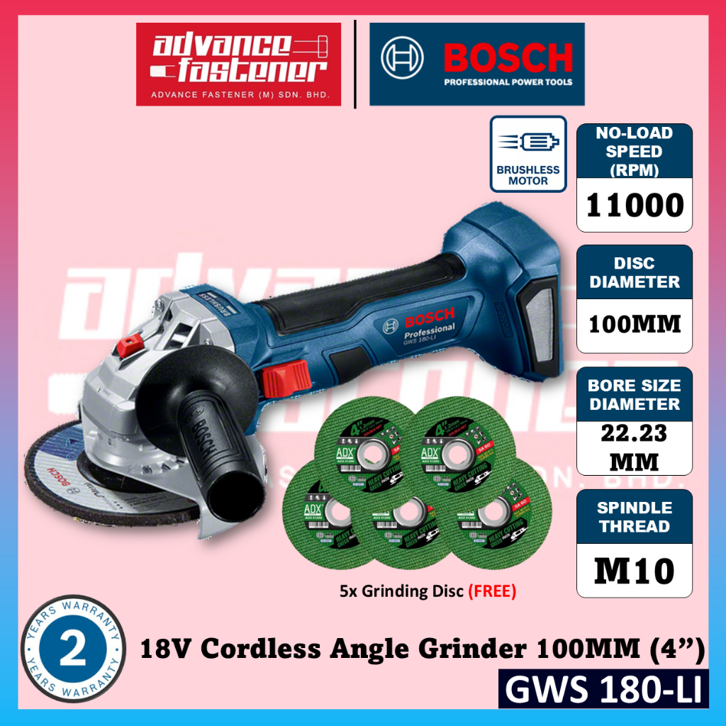 Bosch 18V Cordless Combo 06019H90L2 ( GWS 180-LI Angle Grinder + GSB ...