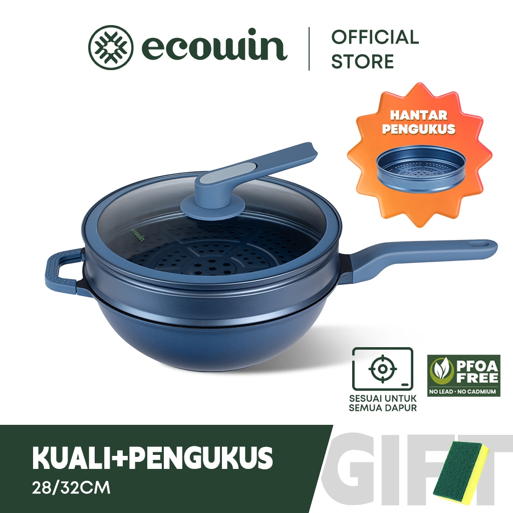 Ecowin Cookware Nonstick Wok Frying Pan Micro Pressure Cooker Pan Sekop Logam Boleh Digunakan ...