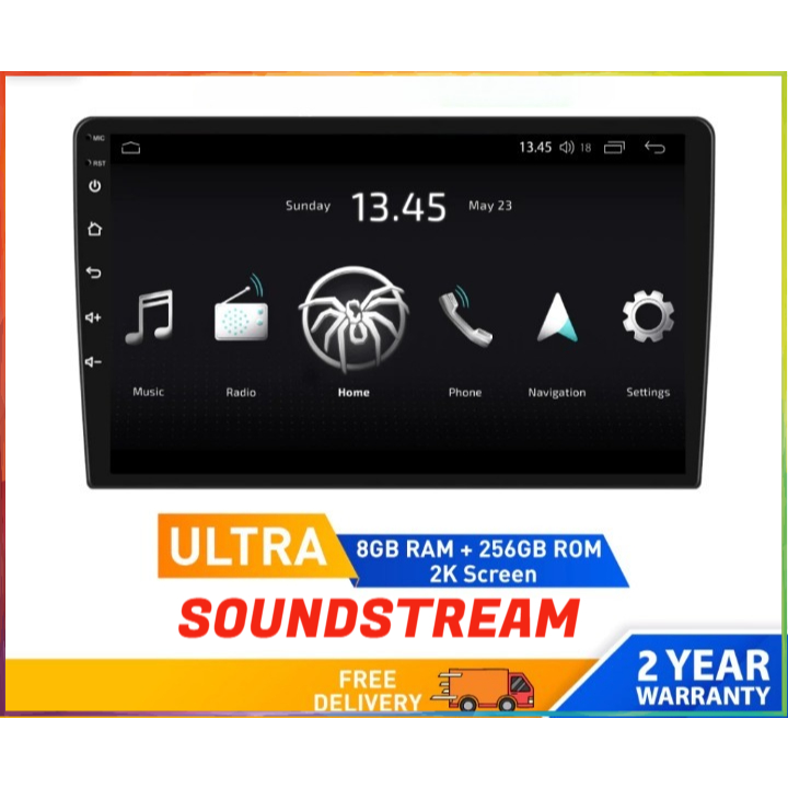 SOUNDSTREAM Ultra 8+256GB 2K QLED 360 Cam Supported, DSP & 4G SIM Car ...
