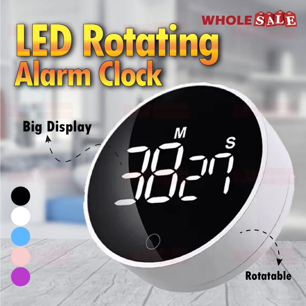 Rotating Timer Full LED Digital Screen Silent Alarm Magnetic Jam ...