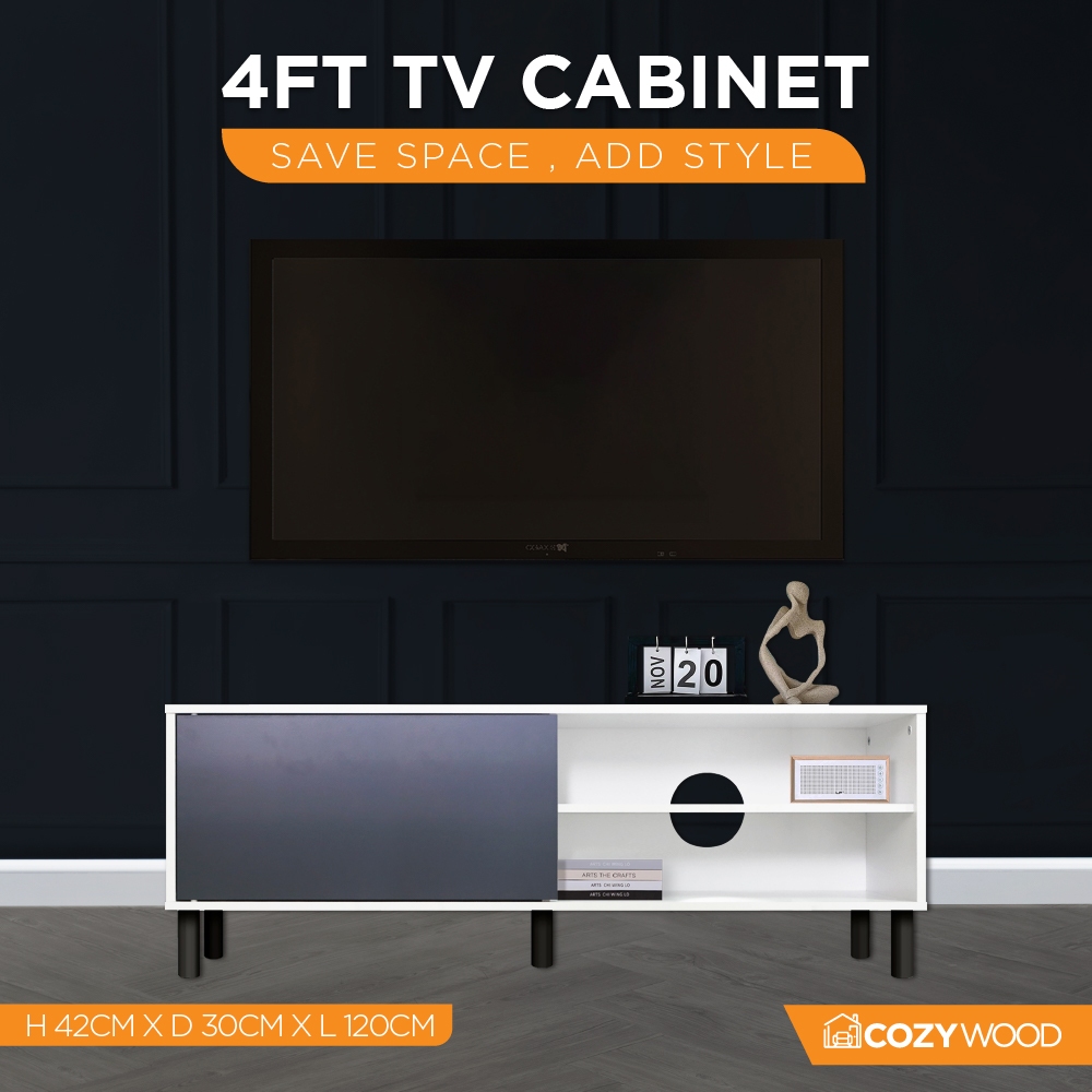 [COZY] 4ft TV Cabinet with Doors/TV Stand/Living Room Furniture/Rak Tv ...