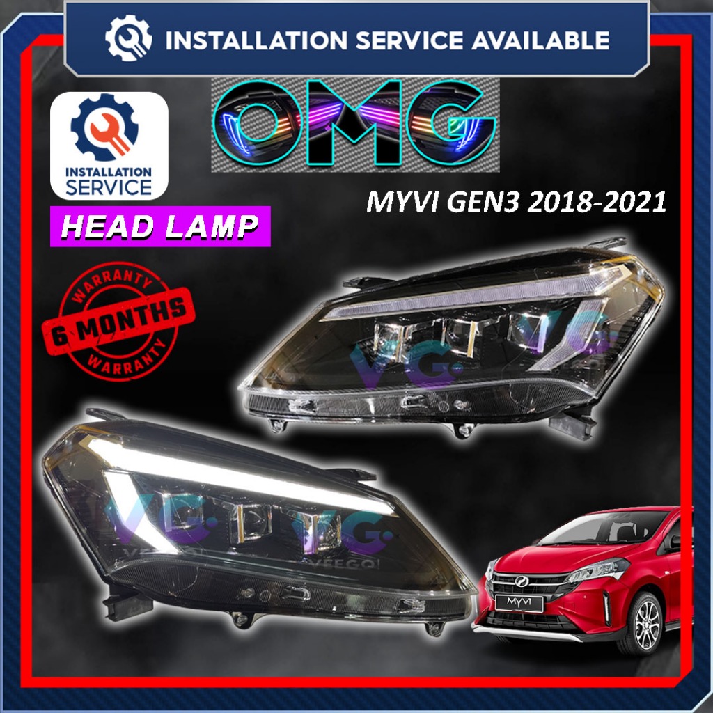 Perodua Myvi G3 2018 - 2021 Triple Led Projector Dynamic Headlamp With ...