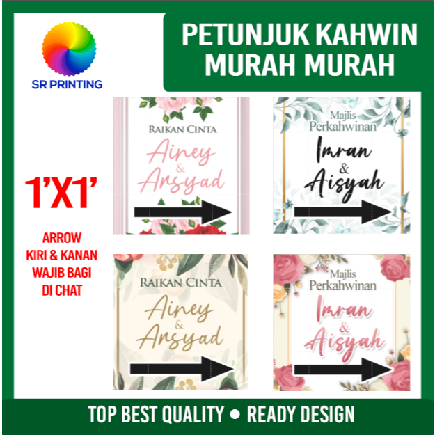 BUNTING PENUNJUK ARAH KAHWINMURAH 1X1 & 2x2 | Shopee Malaysia