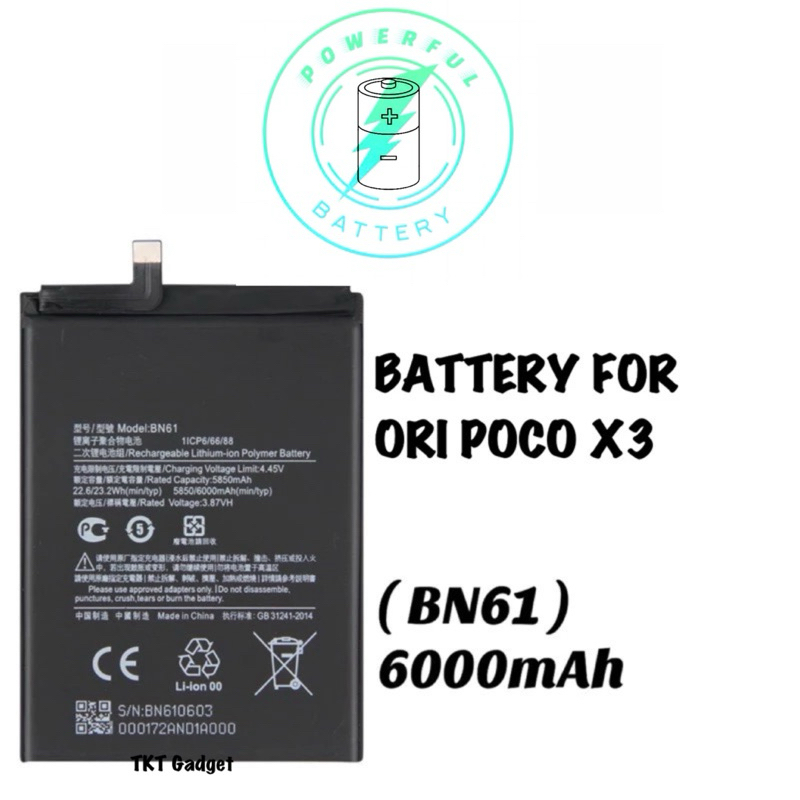 BATTERY FOR ORI POCO X3 (BN61) 6000mAh | Shopee Malaysia