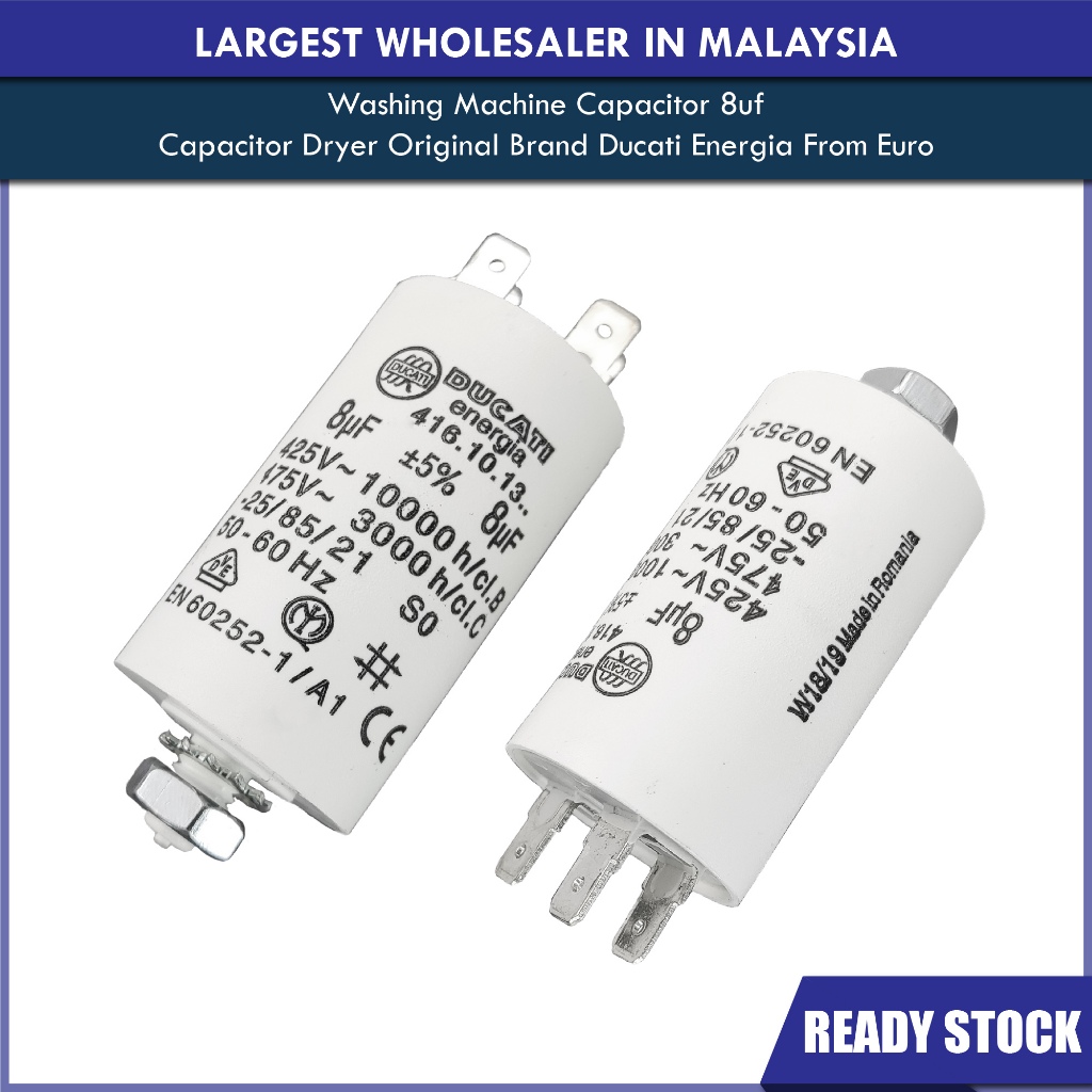 8 uf Electrolux / Zanussi Dryer Capacitor (Original Ducati) | Shopee ...