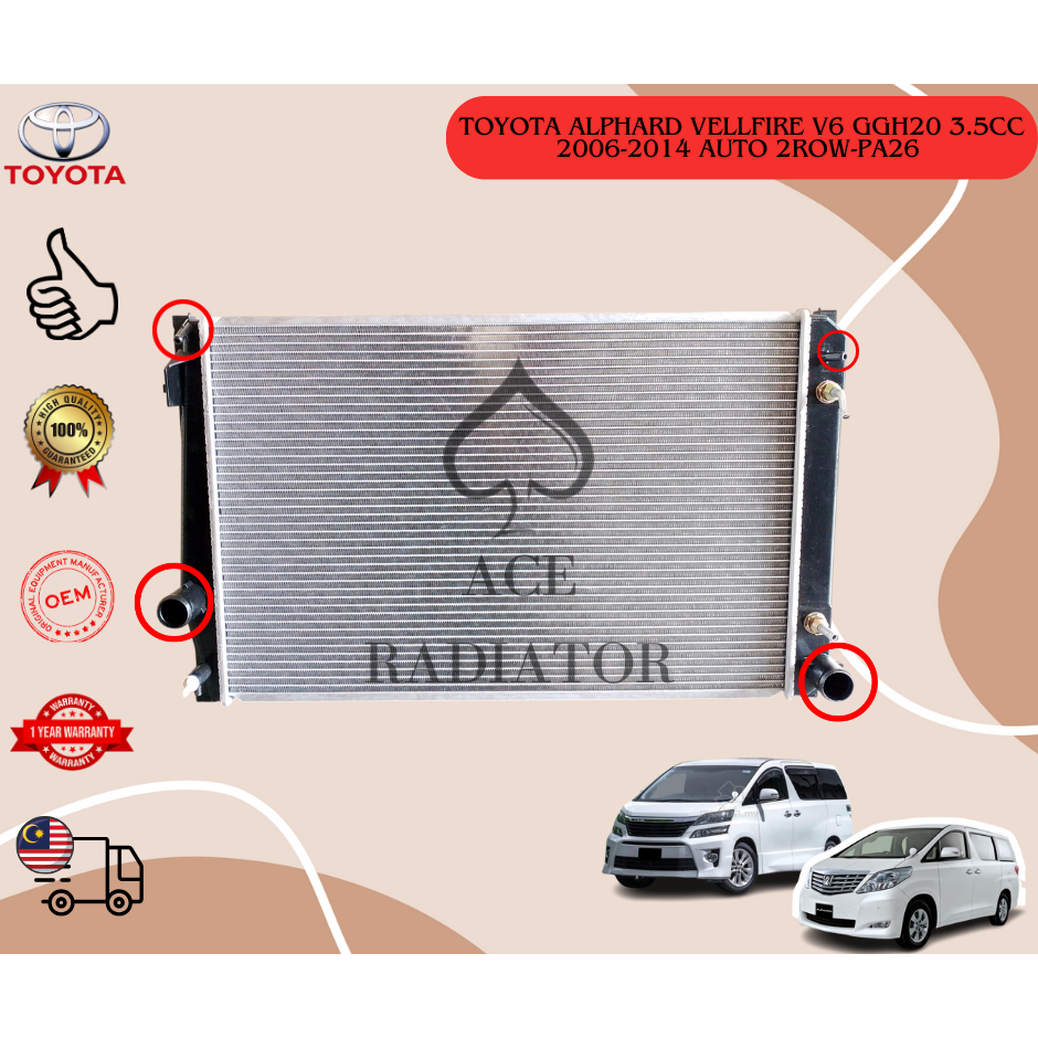 TOYOTA ALPHARD VELLFIRE V6 GGH20 3.5cc 2006-2014 OEM RADIATOR ASSY AUTO ...