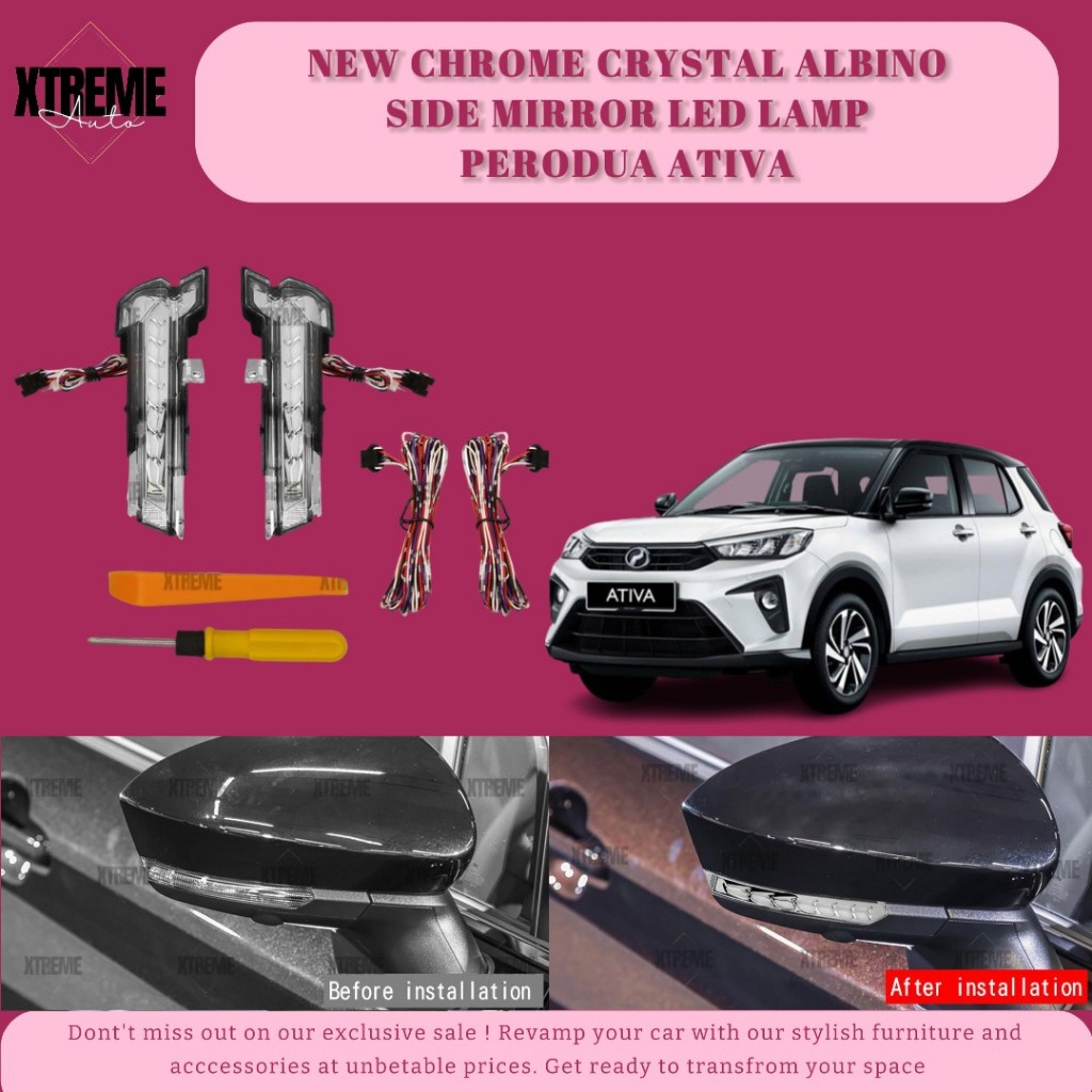 XTREME AUTO PERODUA ATIVA CAR NEW CHROME ALBINO SIDE MIRROR LED LAMP ...