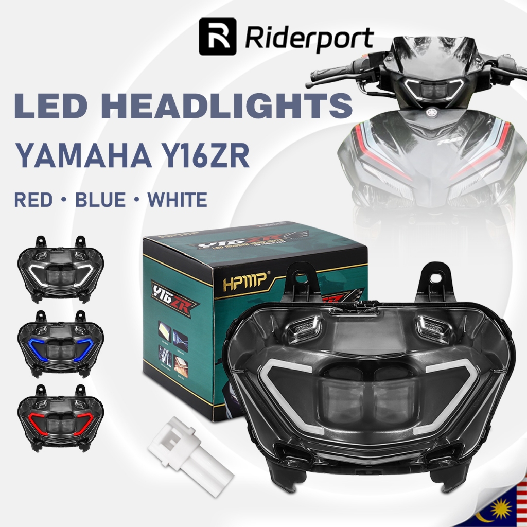NEW HPMP Yamaha Y16 LED Lampu Depan Head Light Blue White Red Light ...