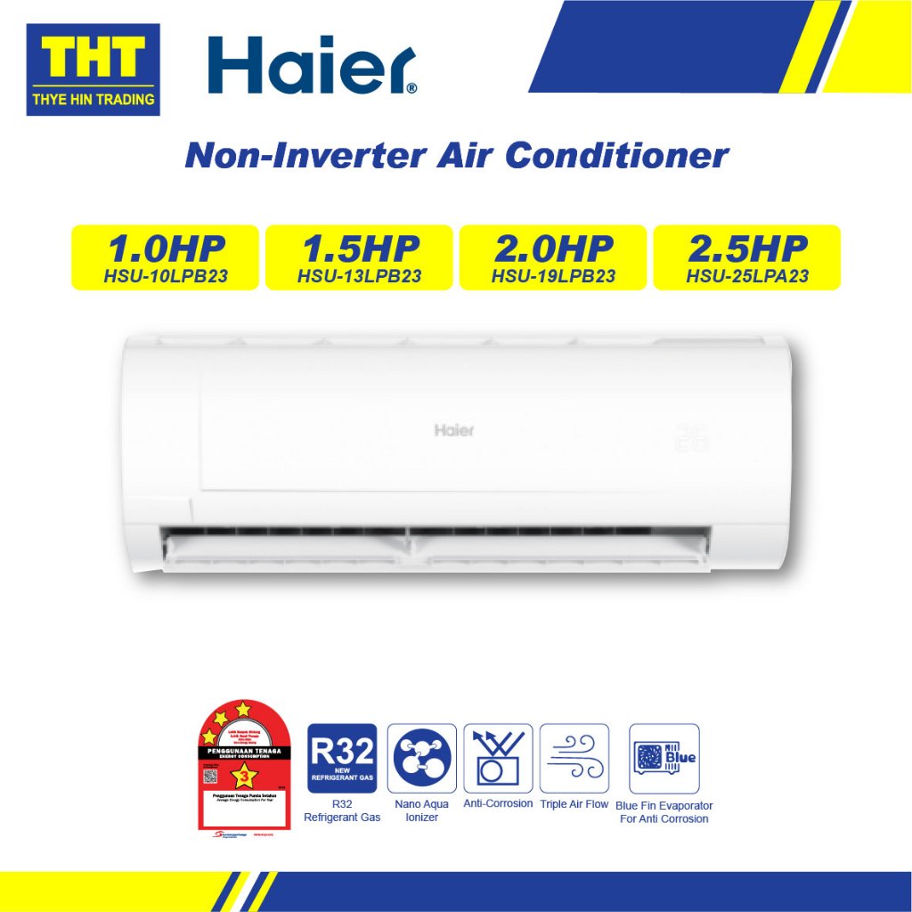 Haier 1.0HP /1.5HP/ 2.0HP /2.5HP R32 Non Inverter Air Conditioner with ...