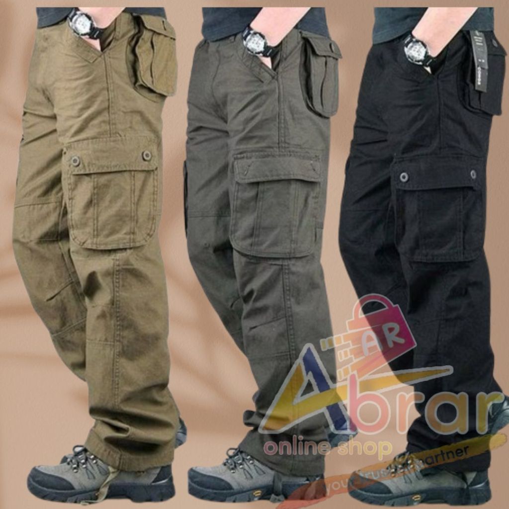 🔥Cargo Pants🔥Men Regular Fit Seluar Cargo Lelaki Straight Cut Kargo Six ...